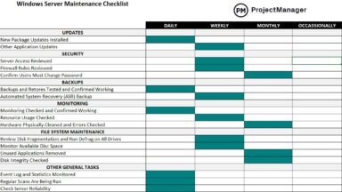 Server Maintenance Checklist - ProjectManager