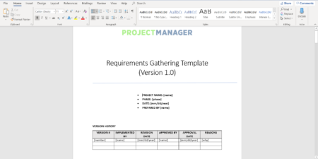 Requirements Gathering Template - ProjectManager.com