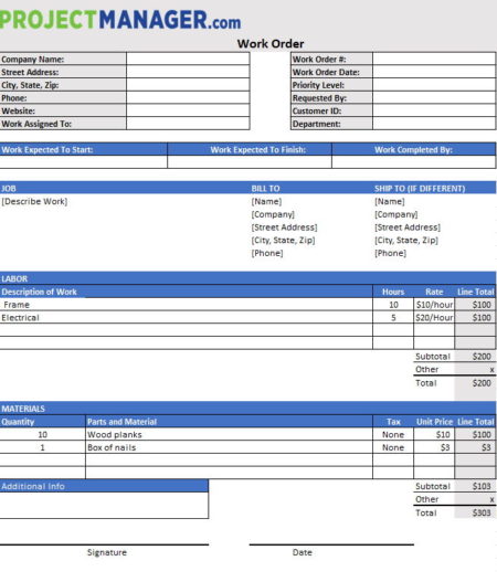 Work Order Template - ProjectManager.com