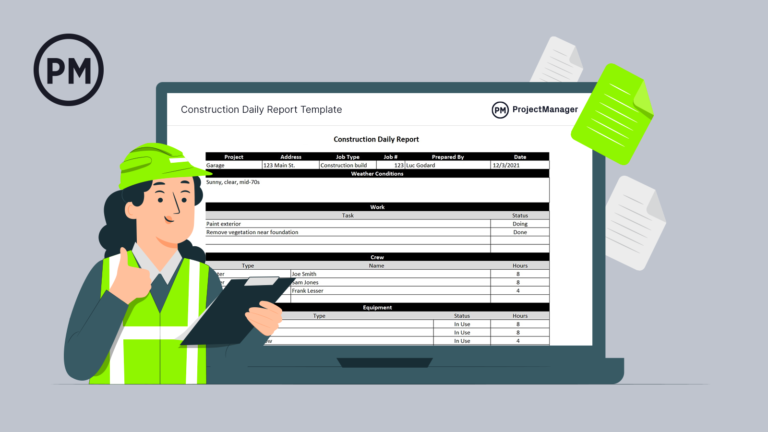 Free Construction Daily Report Template for Excel - ProjectManager