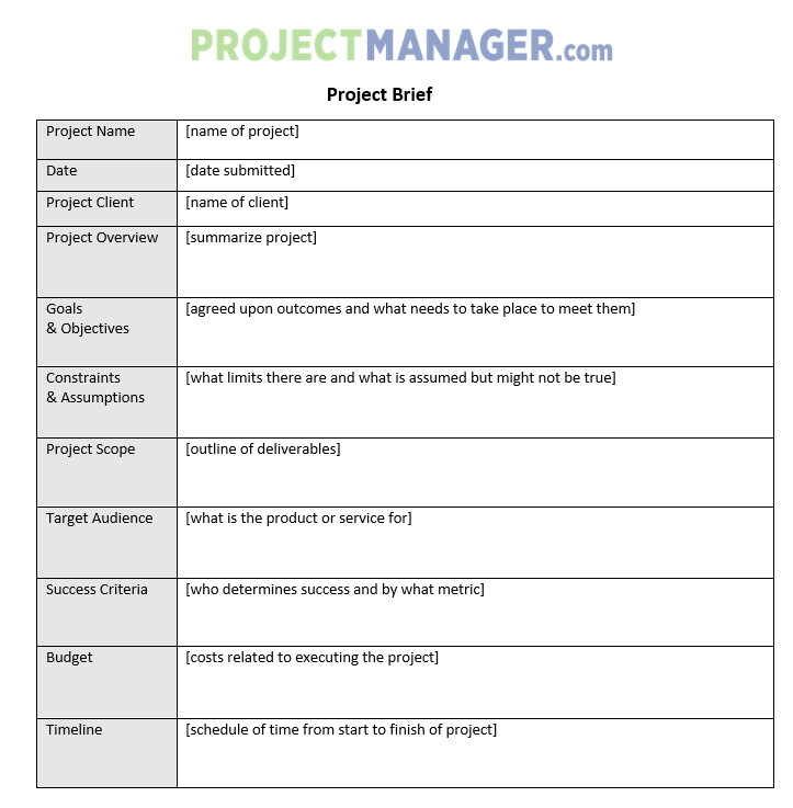 Website Project Brief Template