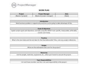 Work Plan Template for Word (Free Download) - ProjectManager