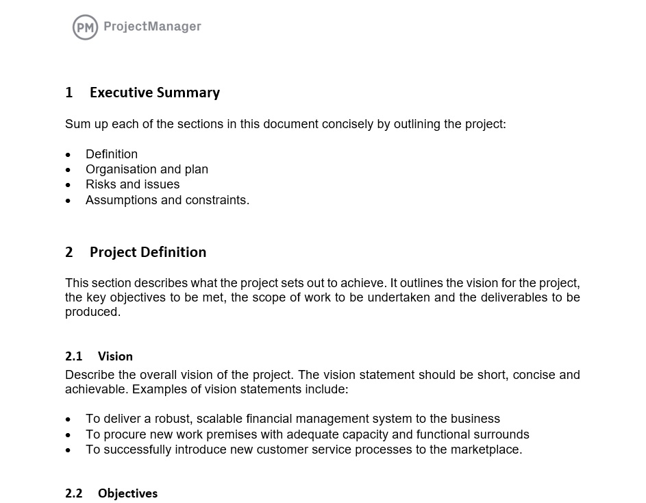 Free Project Charter Template For Word ProjectManager