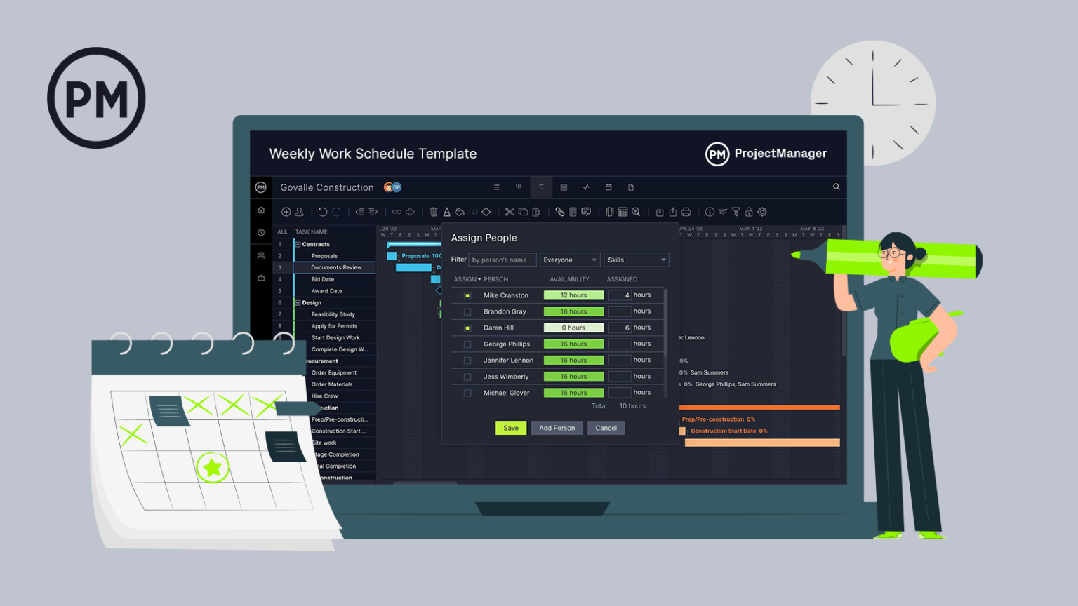 Weekly Work Schedule Template for Excel — ProjectManager
