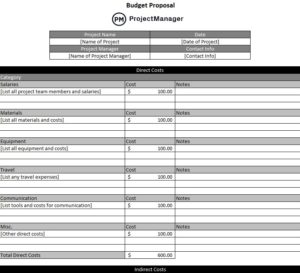 Budget Proposal Template for Excel (Free Download)