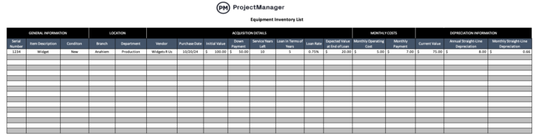 Equipment Inventory Template for Excel (Free Download)