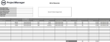 Bill of Materials Template for Excel (Free Download)