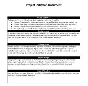 Project Initiation Document Template for Word (Free Download)