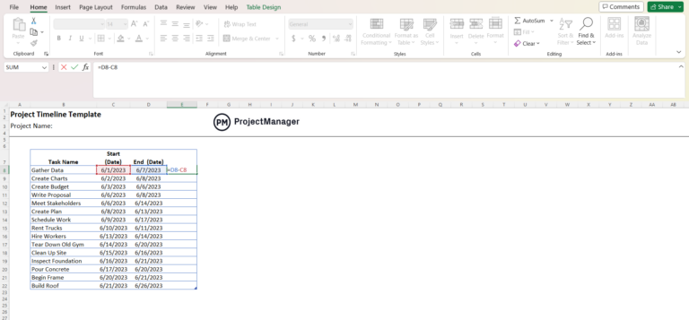 How To Create A Project Timeline In Excel Free Template Included Projectmanager