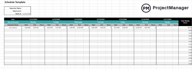 Free Google Sheets Schedule Template: Manage Schedules Online ...