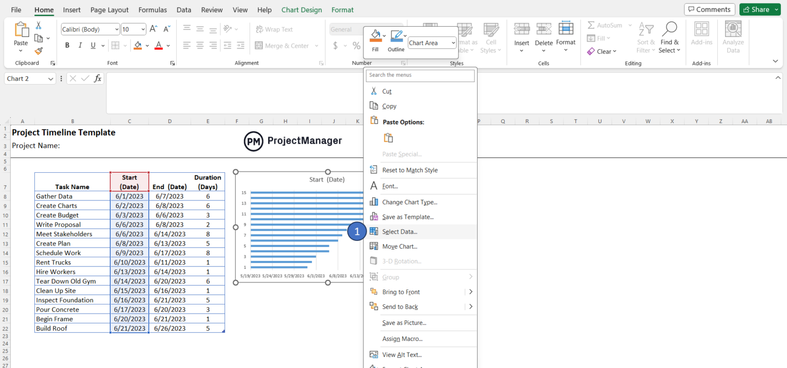 How To Create A Project Timeline In Excel Free Template Included Projectmanager