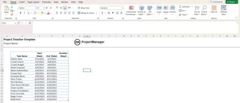 How to Create a Project Timeline in Excel (Free Template Included ...