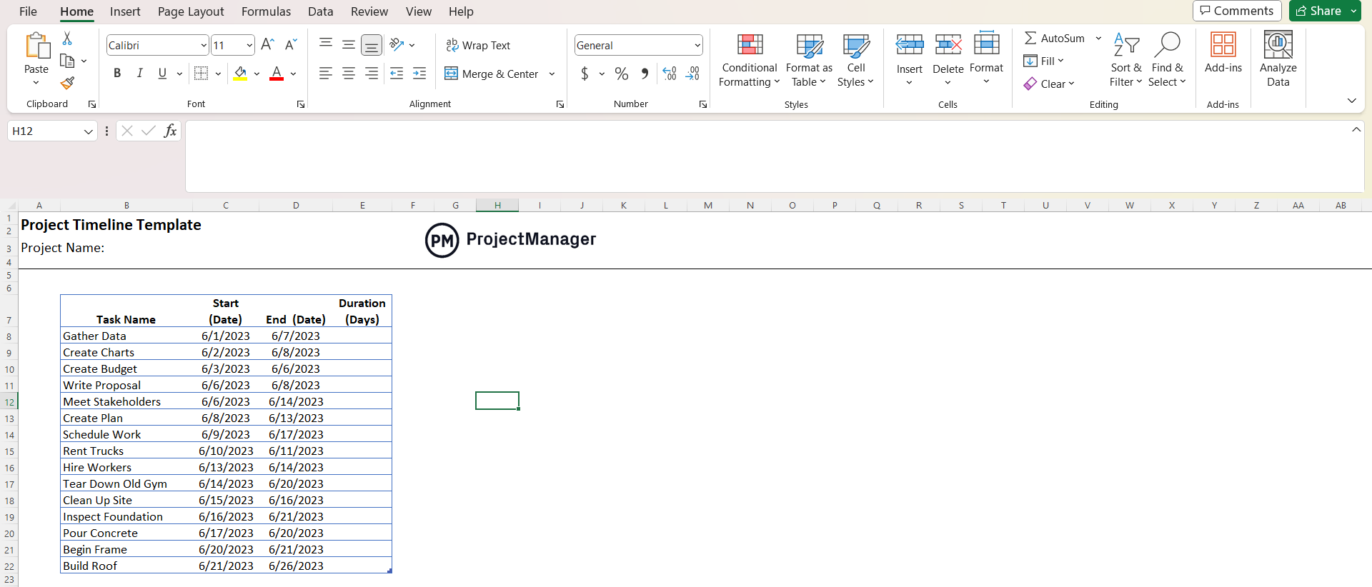 How To Create A Project Timeline In Excel Free Template Included Projectmanager