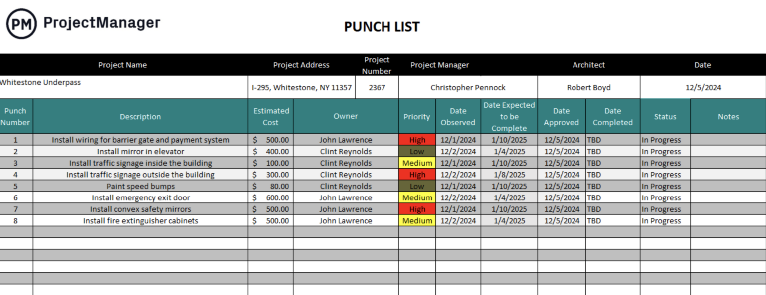 Construction Punch List: Example, Free Templates & Software
