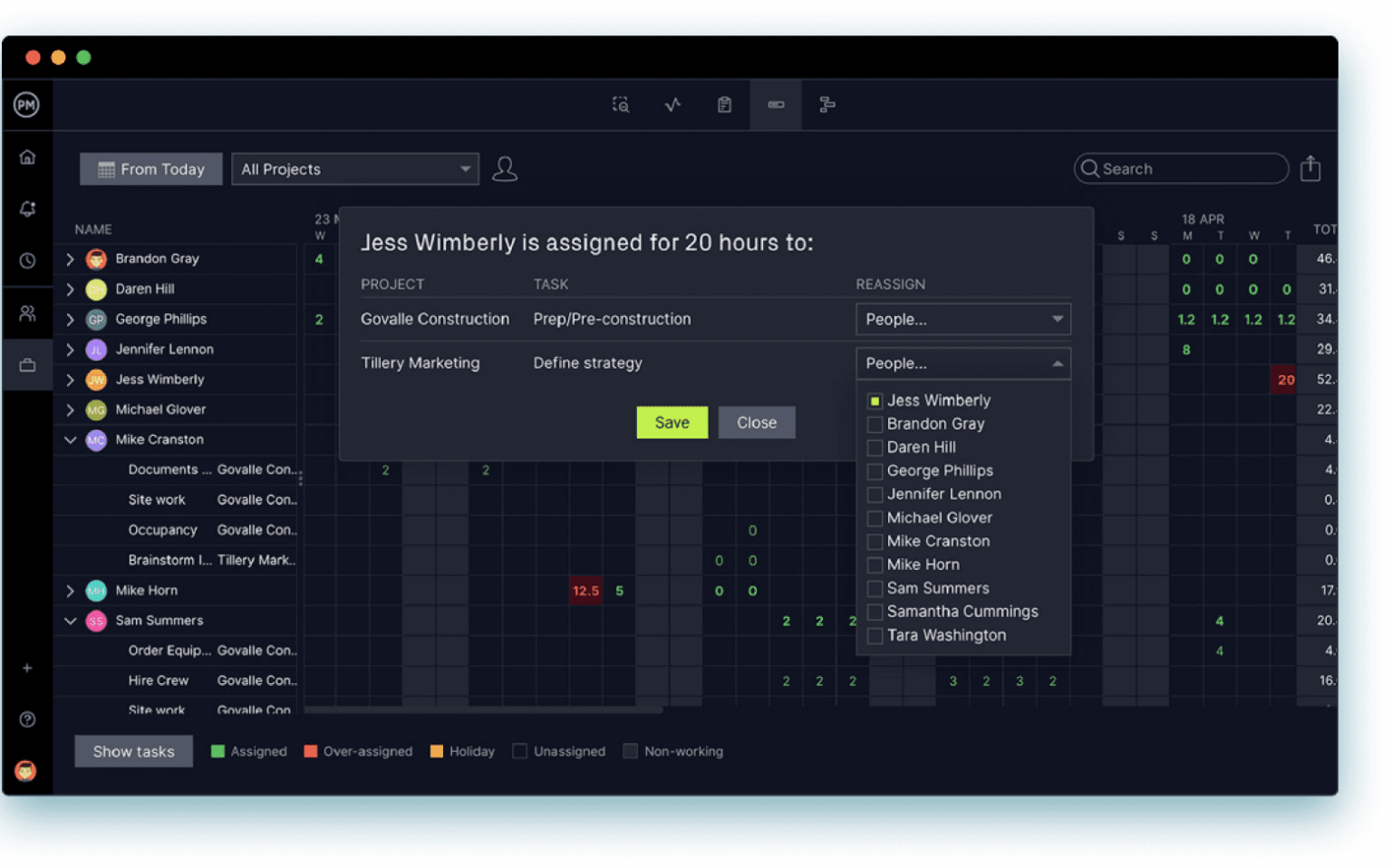Professional services project management software - ProjectManager