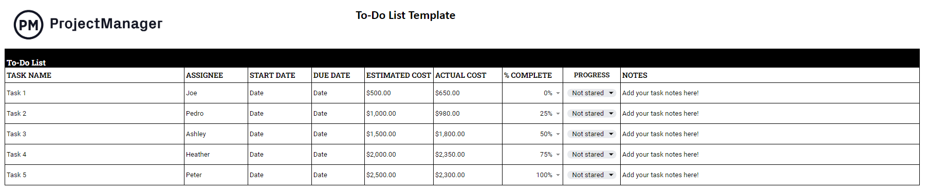 Free Google Sheets To-Do List Template: Create Plans Online ...