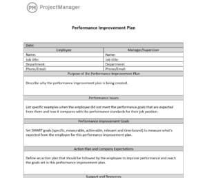 Performance Improvement Plan Template - ProjectManager