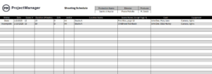 Shooting Schedule Template for Excel (Free Download)