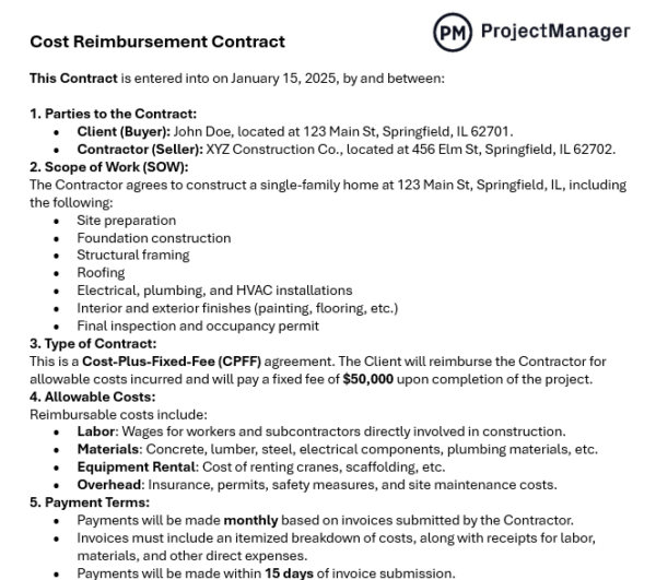 Cost Reimbursement Contract: A Quick Guide - ProjectManager
