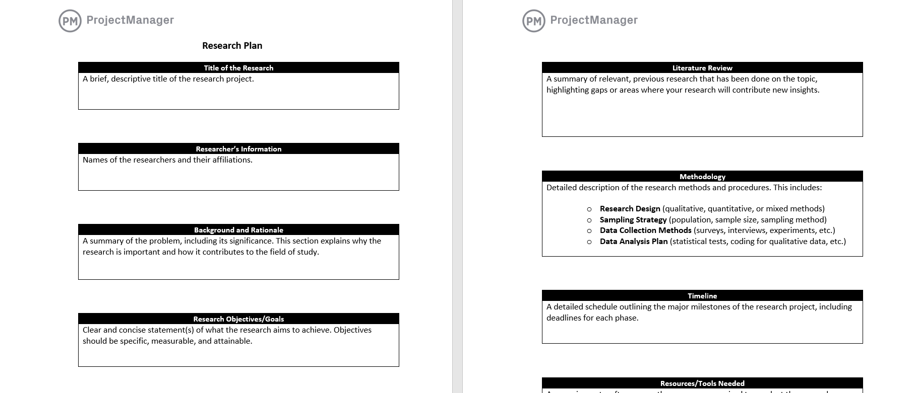 Research Plan Example Pdf Free Download Infoupdate