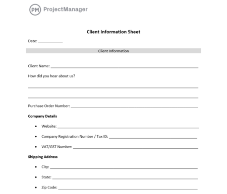 Client Information Sheet Template for Word (Free Download)