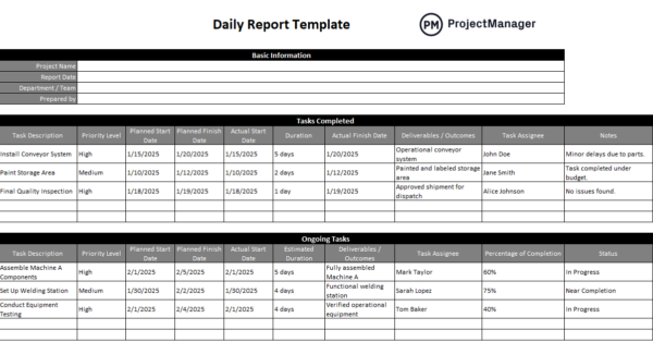 Daily Report Template for Excel (Free Download)