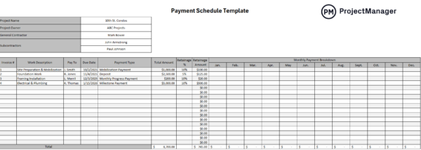 Payment Schedule Template for Excel (Free Download)