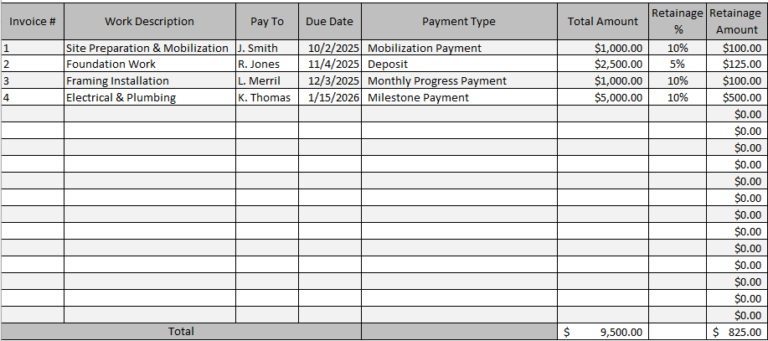Payment Schedule Template for Excel (Free Download)