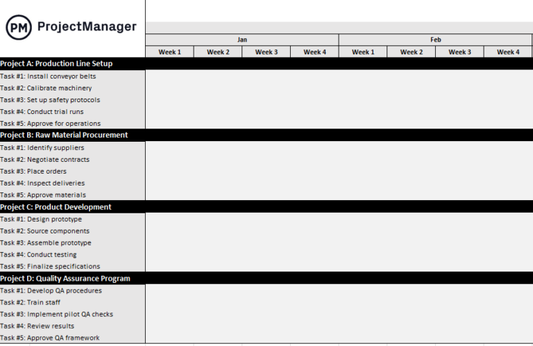 Program Roadmap Template for Excel (Free Download)