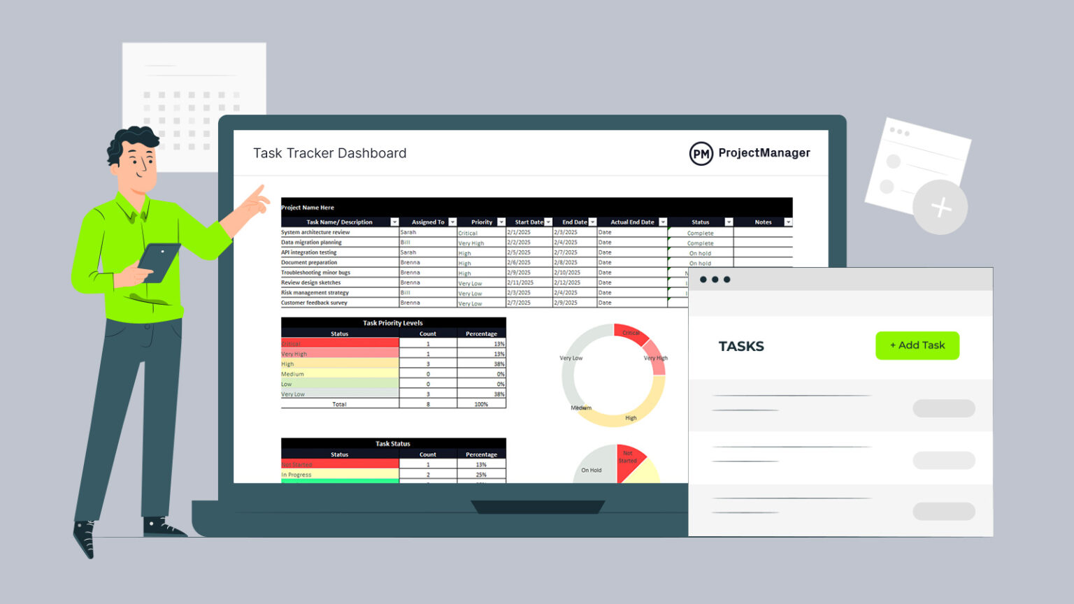 Task Tracker Dashboard Template for Excel (Free Download)