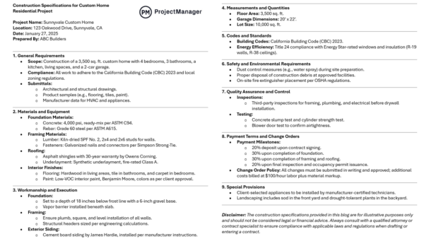 10 Key Elements of Construction Specifications (Example Included)