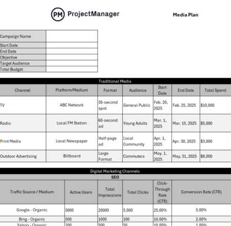 Media Plan Template for Excel (Free Download)