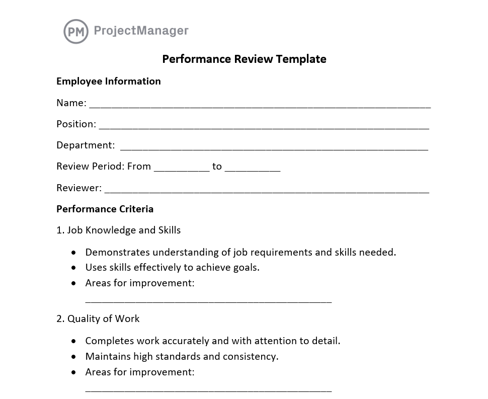 Performance Review Template for Word (Free Download)