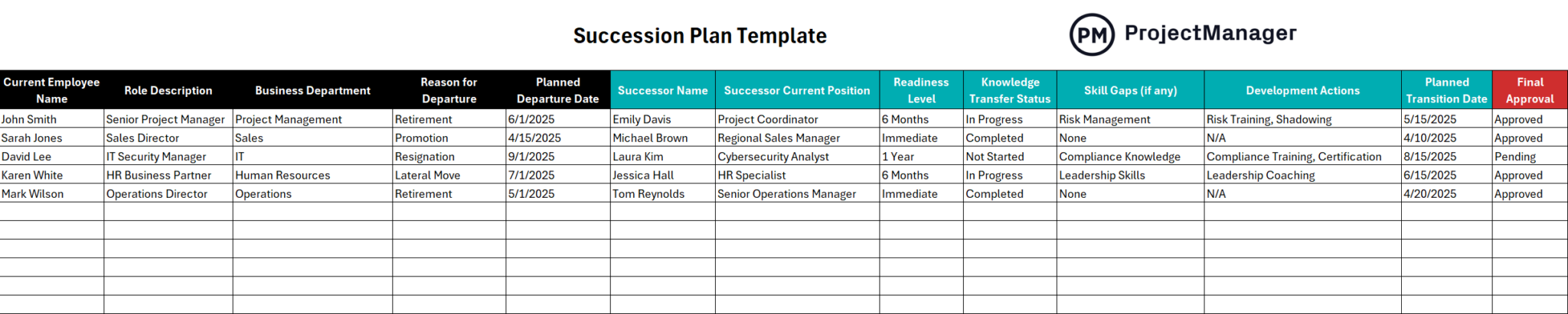 Succession Plan Template for Excel (Free Download)