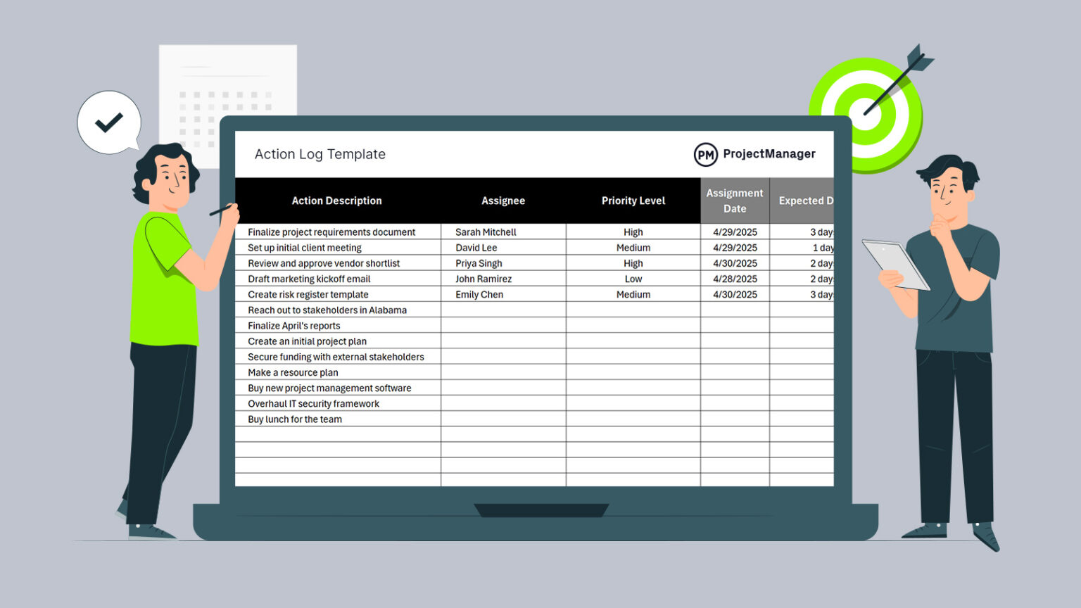Action Log Template for Excel (Free Download)