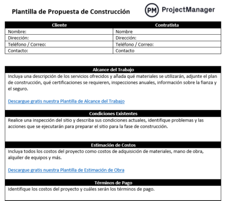 Plantilla de Propuesta de Construcción para Word (Descarga Gratis) - ProjectManager