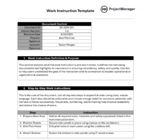 Work Instruction Template for Word (Free Download)