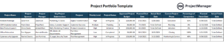 Project Portfolio Template for Excel - Free Download