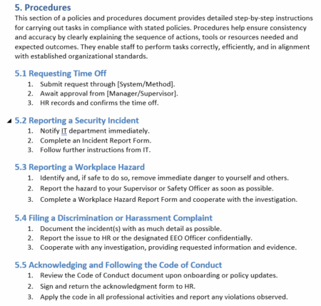 Policies and Procedures Template for Word - Free Download