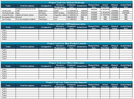 Project List Template for Excel - Free Download