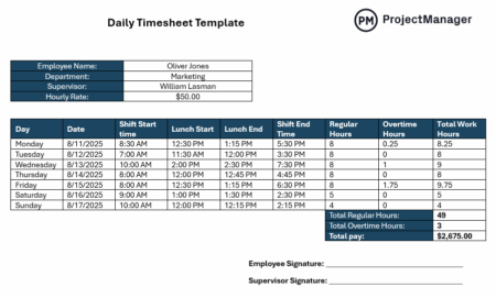 9 Free Timesheet Templates for Excel, Google Sheets & Word - ProjectManager