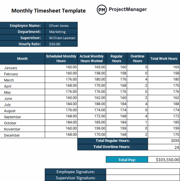 9 Free Timesheet Templates for Excel, Google Sheets & Word - ProjectManager