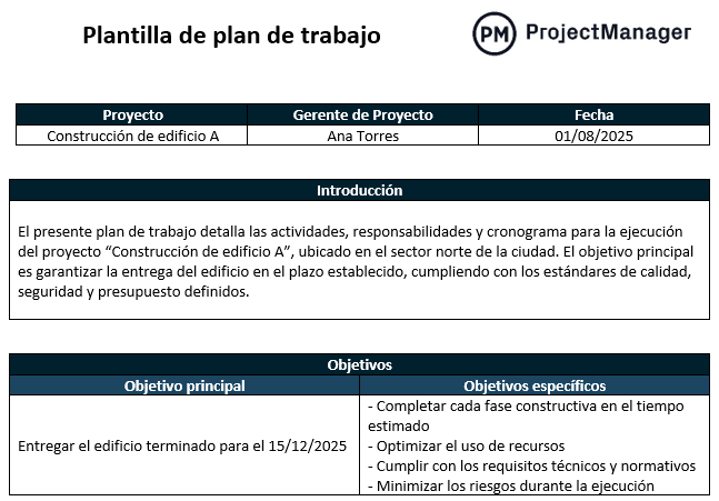 Plantilla de plan de trabajo para Word (descarga gratis) - ProjectManager