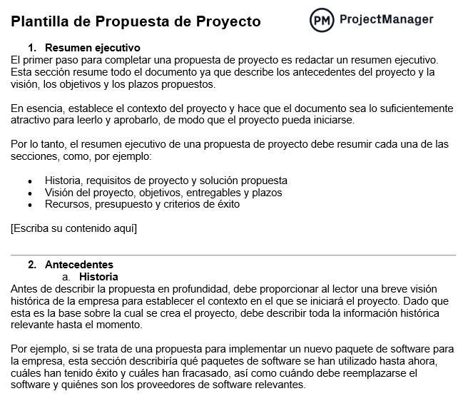 Plantilla de propuesta de proyecto para Word (descarga gratis) - ProjectManager