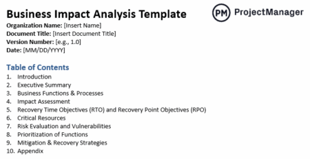 Business Impact Analysis Template for Word (Free Download)