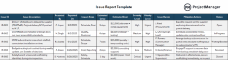 Issue Report Template for Excel (Free Download)