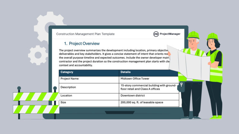 Construction Management Plan Template for Excel (Free Download)
