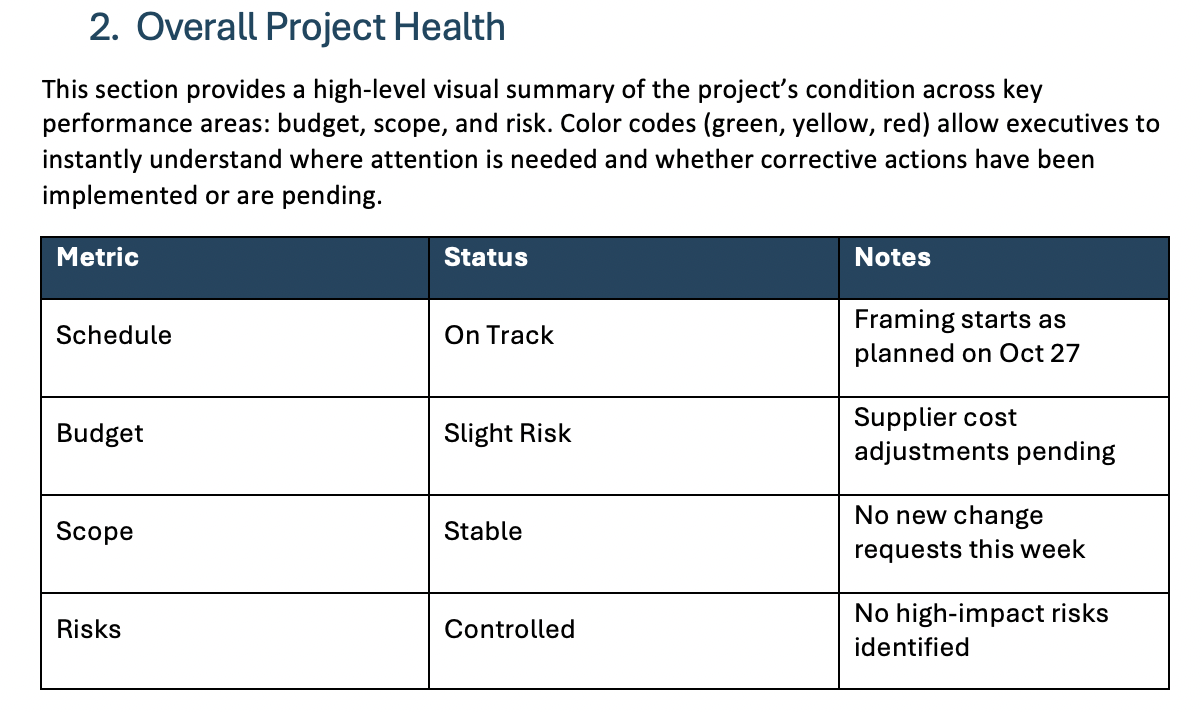 Executive Project Status Report Template for Word (Free Download)