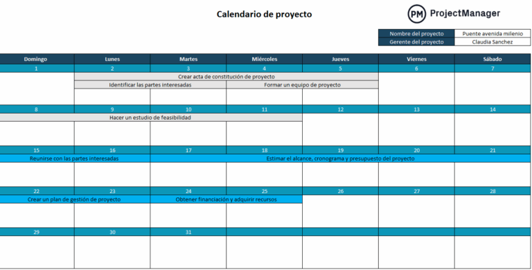 Plantilla de calendario de proyecto (descarga gratuita) - ProjectManager