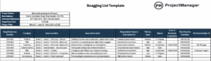 Snagging List Template for Excel (Free Download)